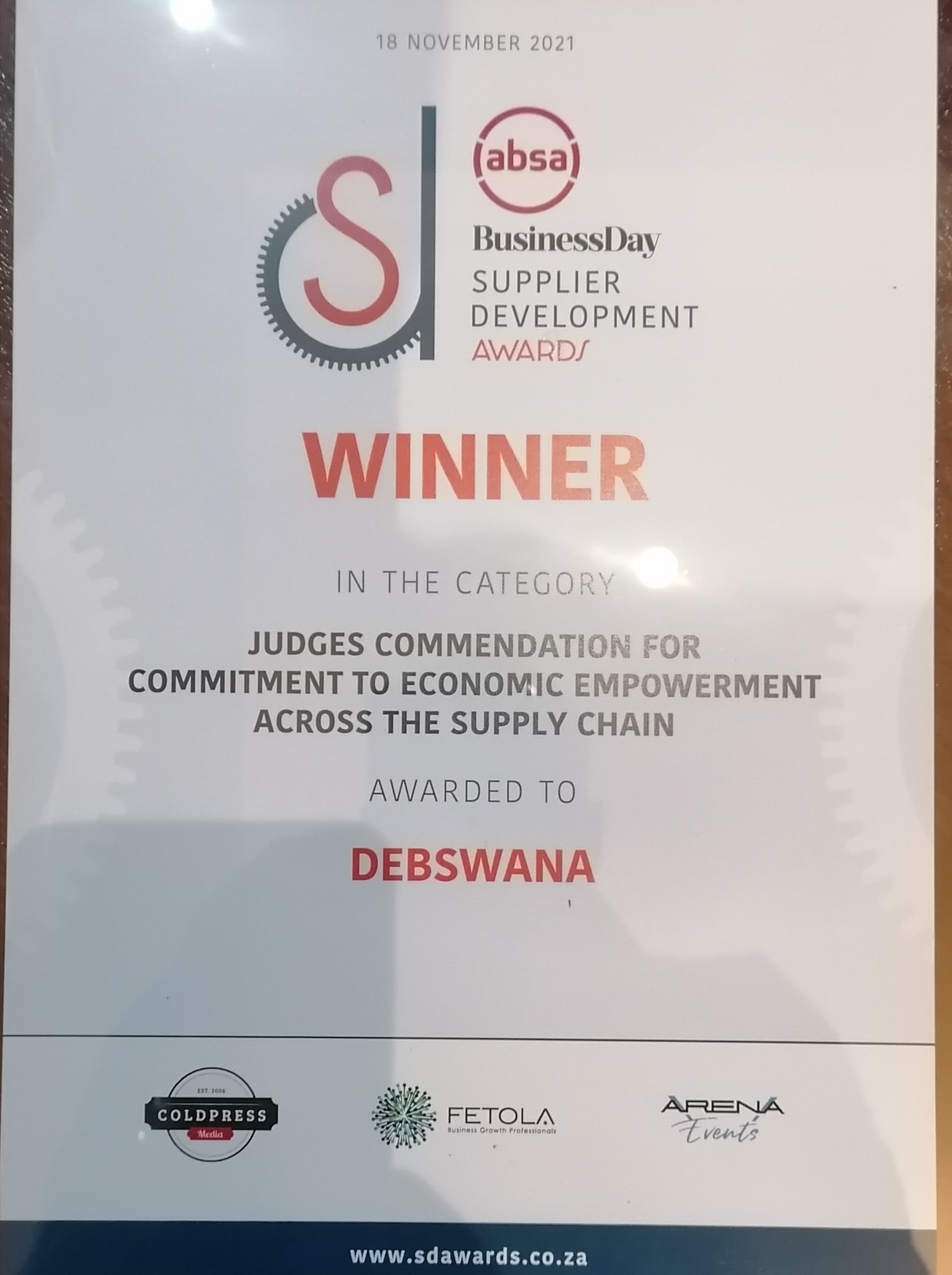 Debswana scoops Absa Award for its impactful Supplier Development Programme